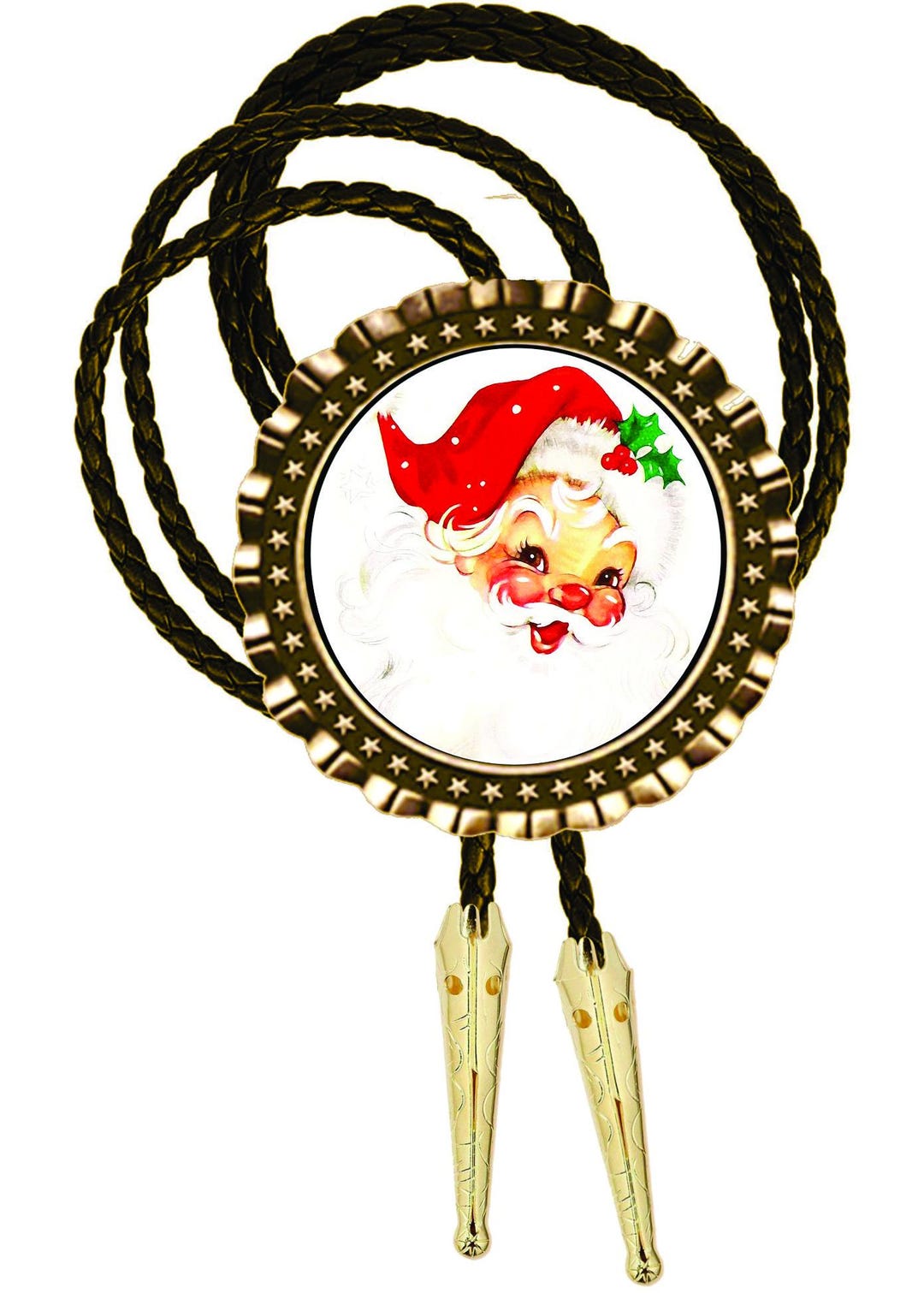 Santa Claus Bolo Tie Birthday Gift, Christmas Gift for Dad. All Brass ...