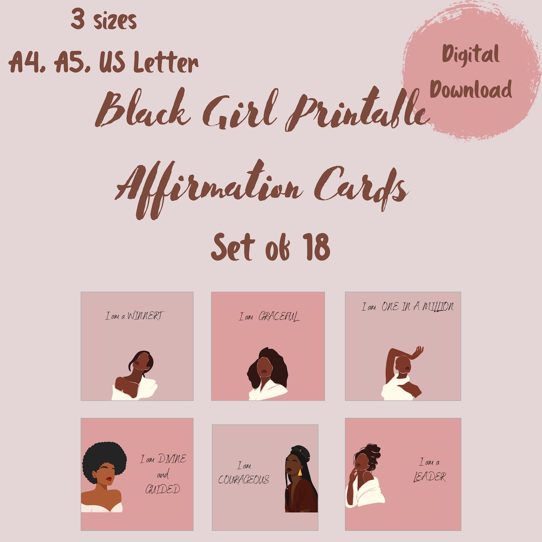 Black Girl Magic Self-love Printable Positive Affirmation Cards for ...