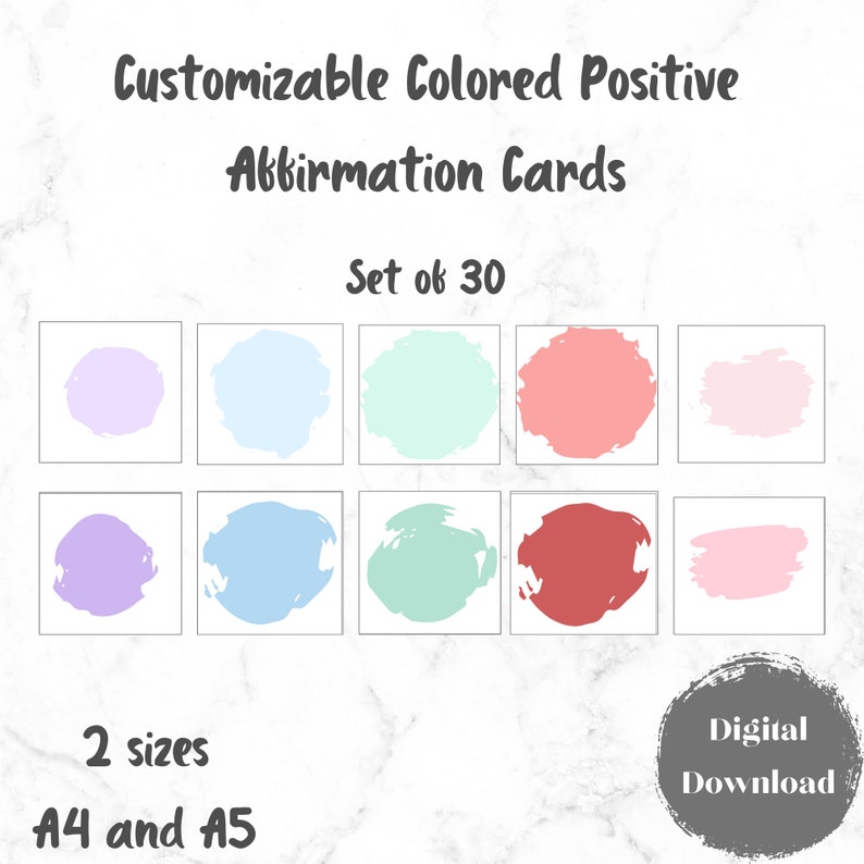 Editable Blank Printable Positive Affirmation Card Deck for - Etsy