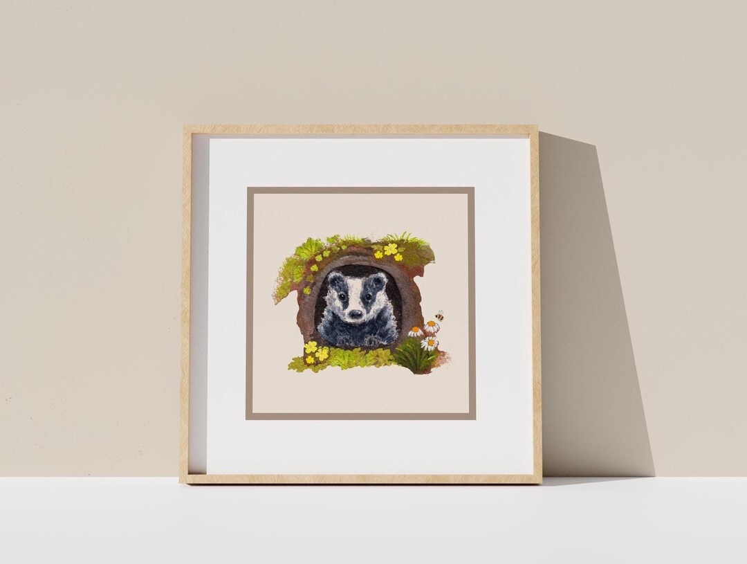 Badger Print, Badger Wall Art, Cute Badger, Baby Badger, Badger Art ...
