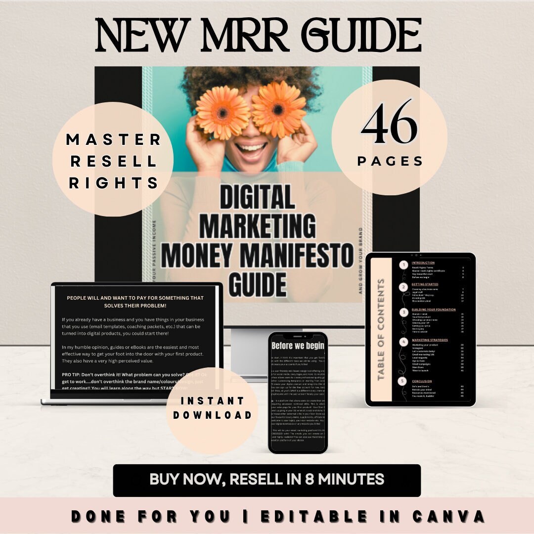 MRR Digital Marketing Money Manifesto Guide Make Money Online Side ...