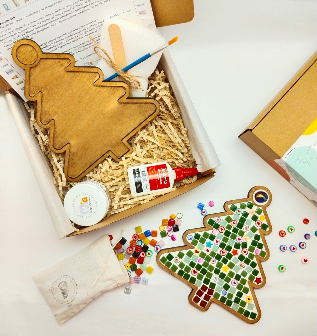 Christmas Tree Mosaic Kit, DIY Beech Wood Craft for Kids - Etsy