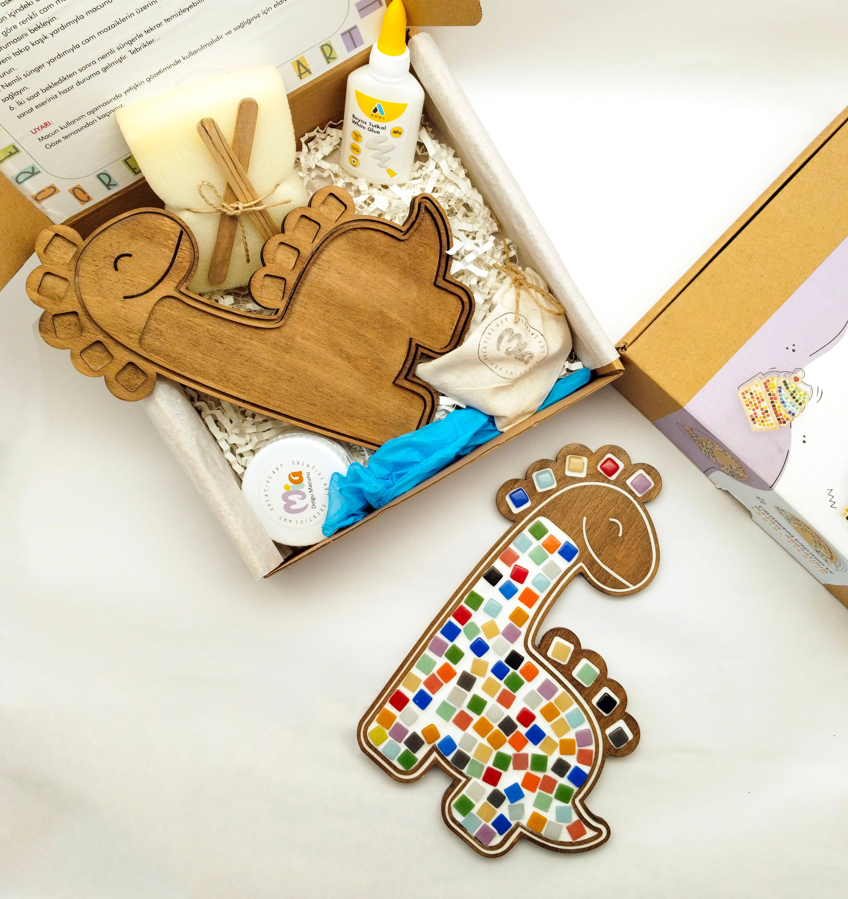 Wooden Mosaic Kit, DIY Craft Kit for Kids, Wooden Set, Own Made Art ...