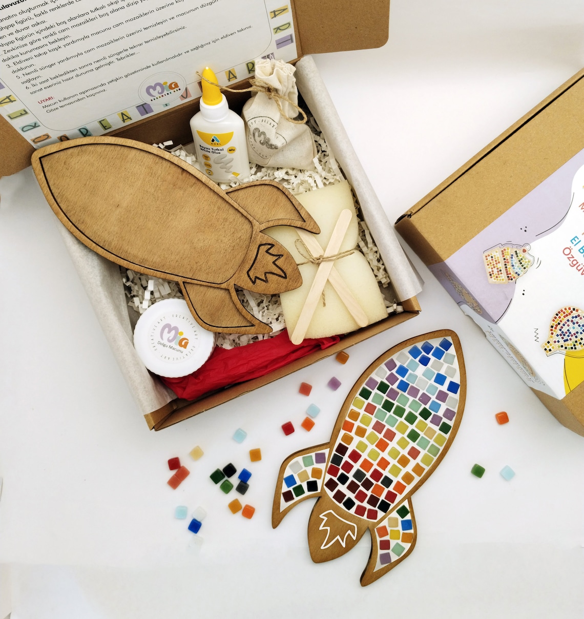 Wooden Mosaic Kit, DIY Craft Kit for Kids, Wooden Set, Own Made Art ...