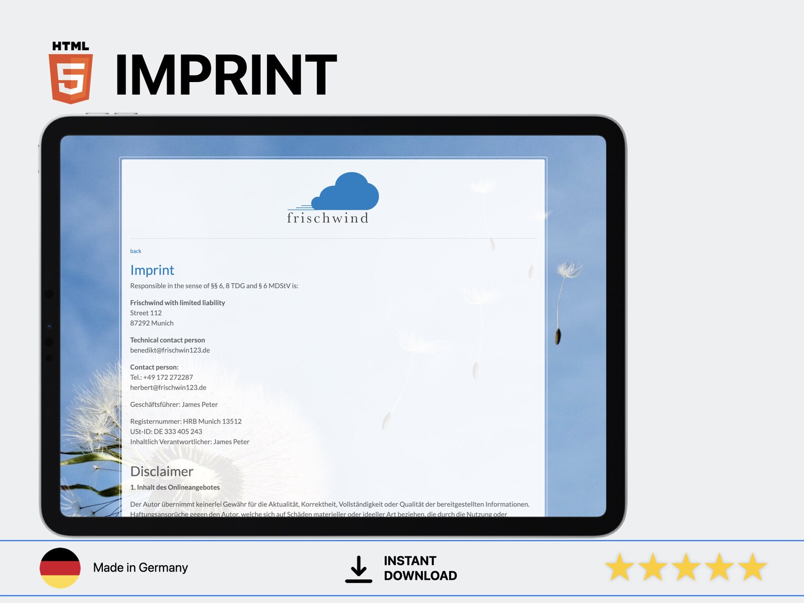 One-pager HTML Website Template CSS, CV, Single Page, Web Design, Code, Bootstrap Landing Page ...