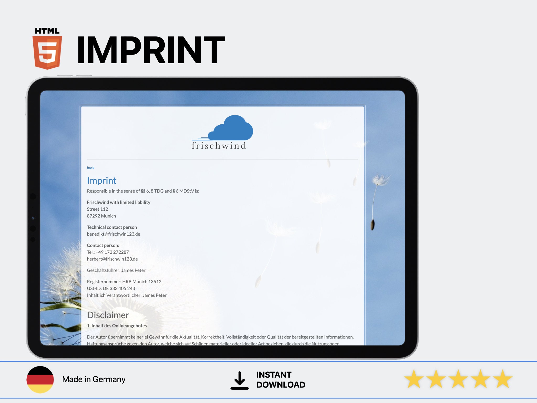 One-pager HTML Website Template CSS, CV, Single Page, Web Design, Code ...