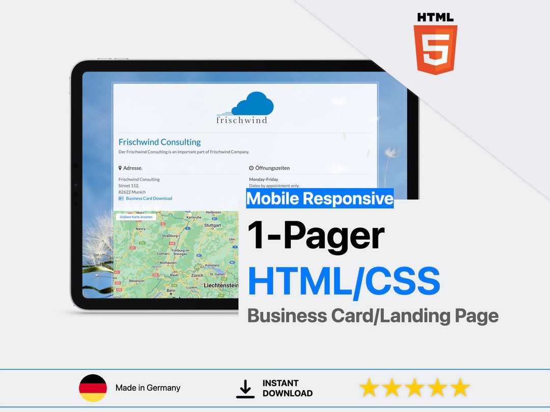 One-pager HTML Website Template CSS, CV, Single Page, Web Design, Code ...