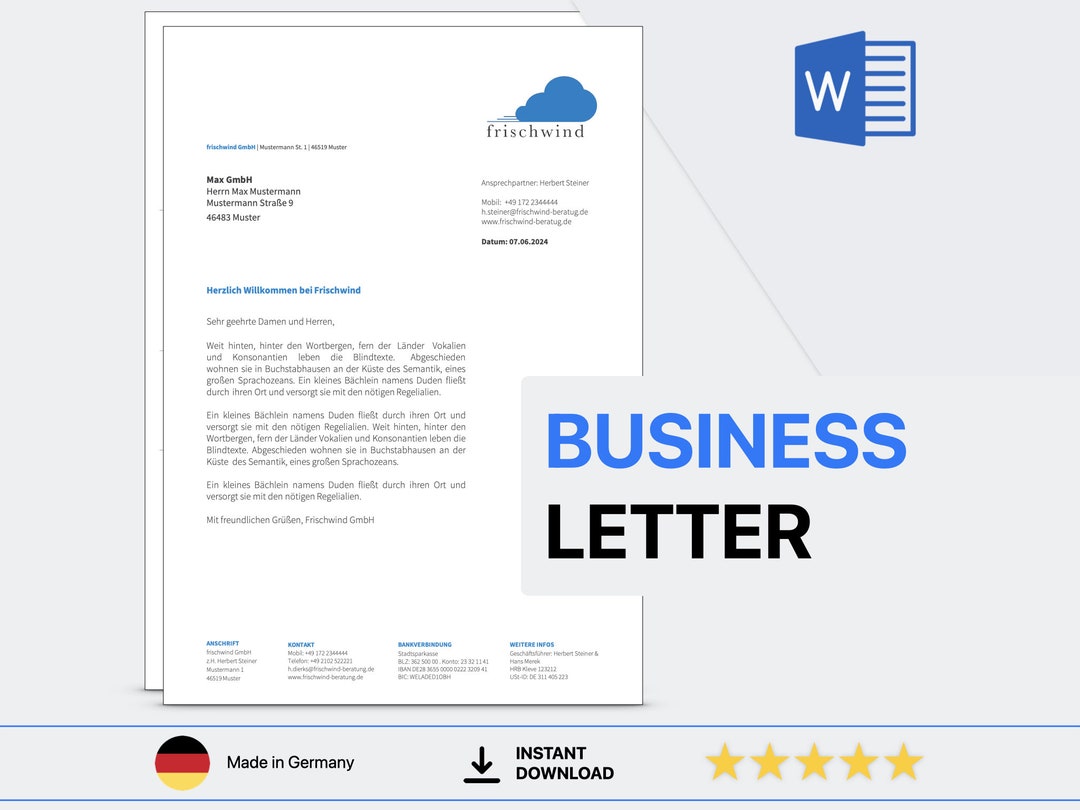 Stationery | DIN A4 | Print | Template Template for Word .docx ...