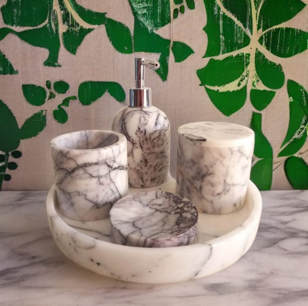 MARBEL BATHROOM SET 5 Pieces/ Elegant and Functional/ Liliac Marble ...