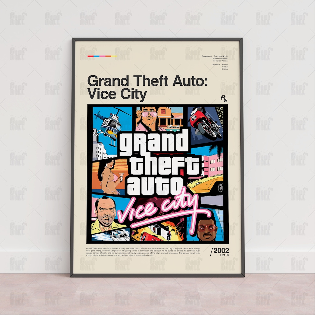 GTA Vice City Poster, Gaming Room Poster, Gaming Wall Poster, Gaming ...