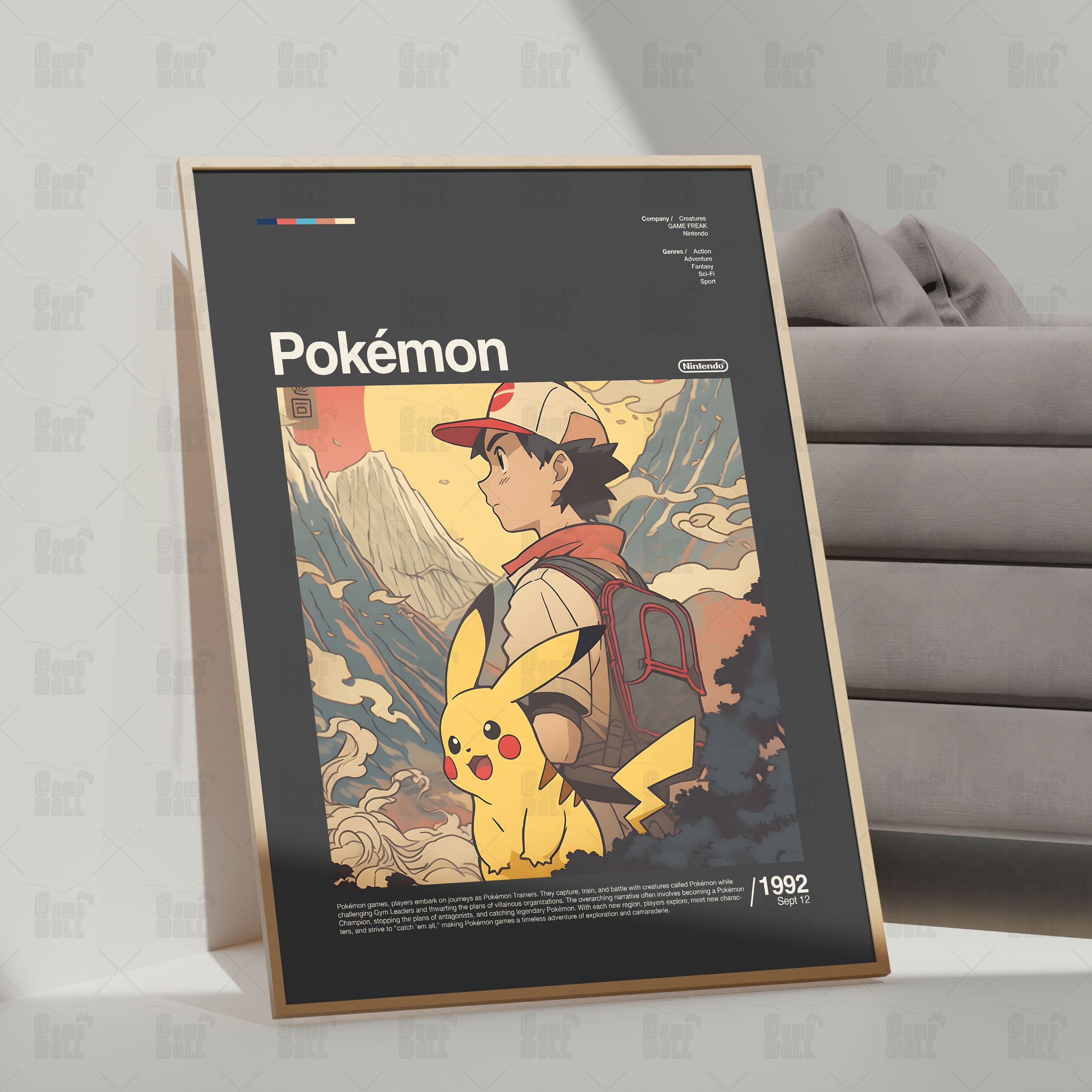 Cartel de Pokemon, cartel de la sala de juegos, cartel de la pared del ...