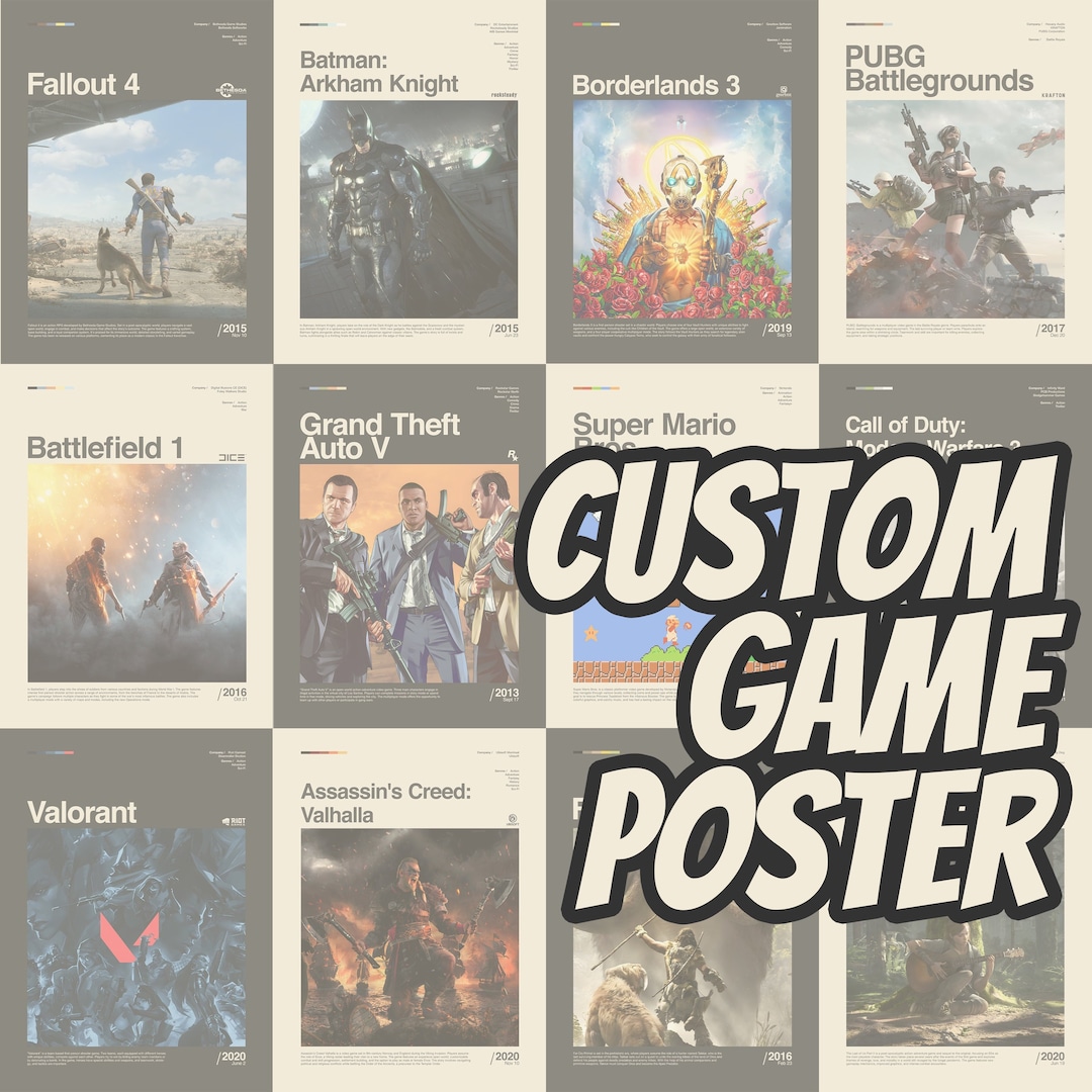 Custom Game Poster Gaming Room Poster Gaming Wall Poster - Etsy UK