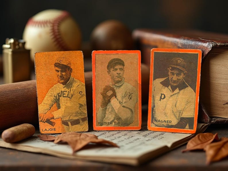 1910 Orange Borders Hand Cut Set 3 Lajoie, Honus Wagner, Christy ...