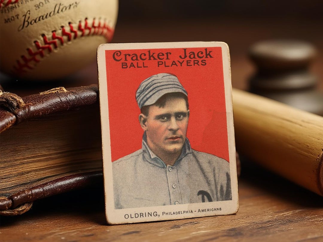 1915 Cracker Jack 8 Rube Oldring Vintage Hand-aged Baseball Card ...