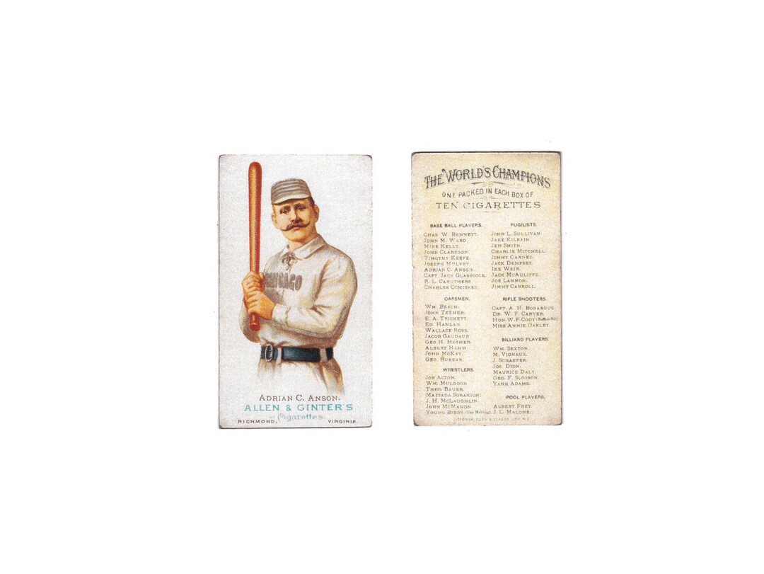 Hand Aged Vintage 1887 Cap Anson Allen & Ginter Baseball Card Aged ...