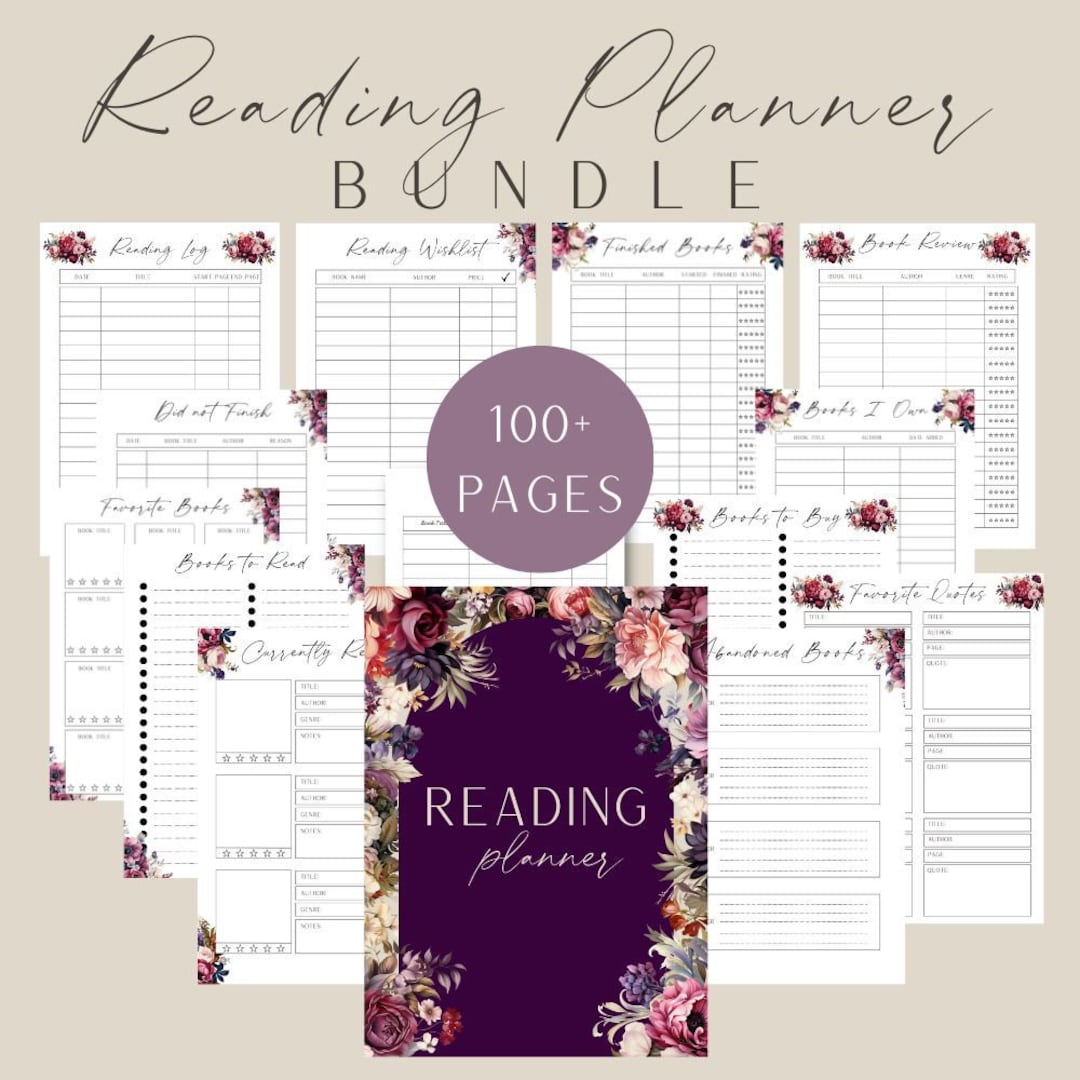 Book Reading Planner - Printable Book Journal - Book Review Template ...