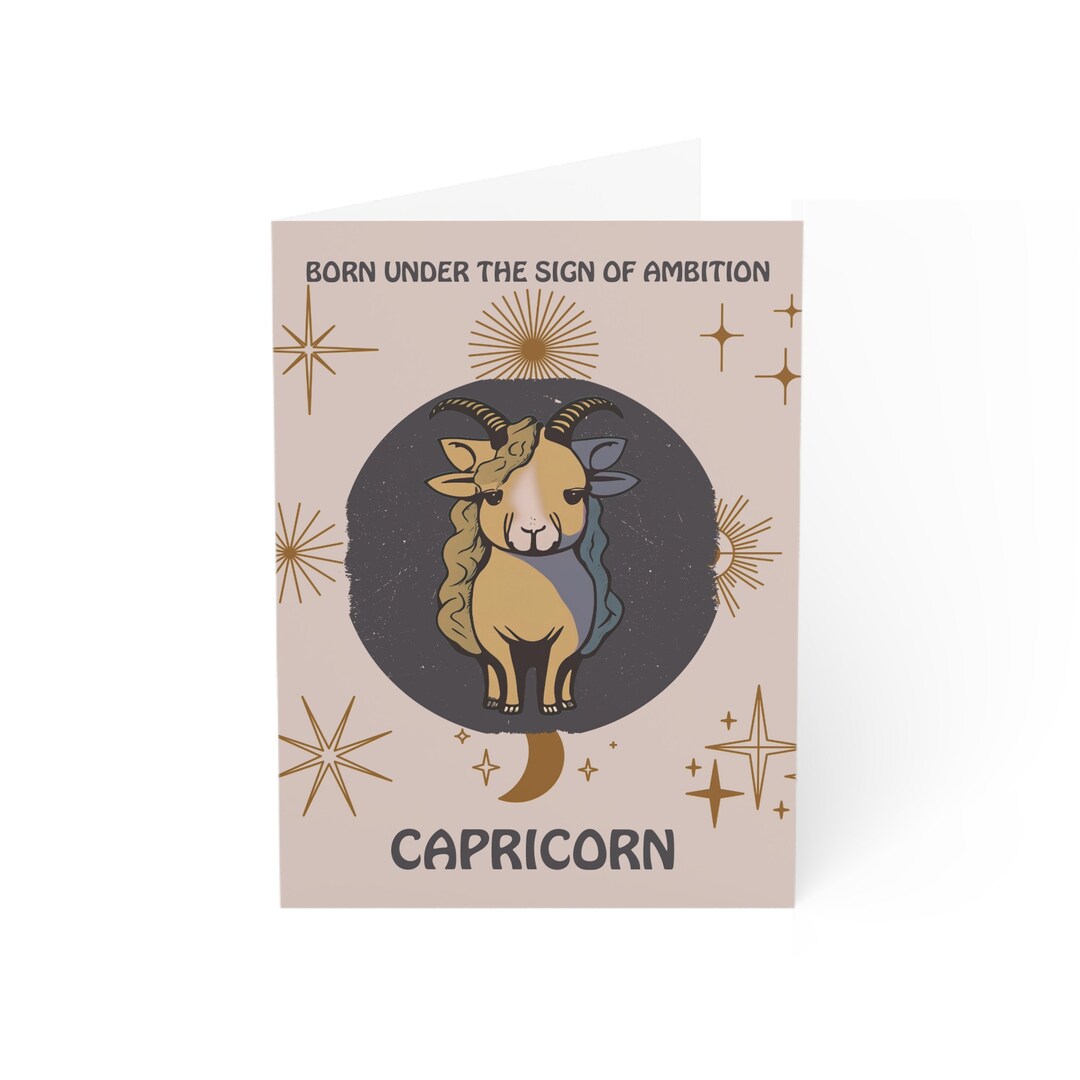 Capricorn Greeting Card, Zodiac Birthday Card, Astrological, Capricorn ...