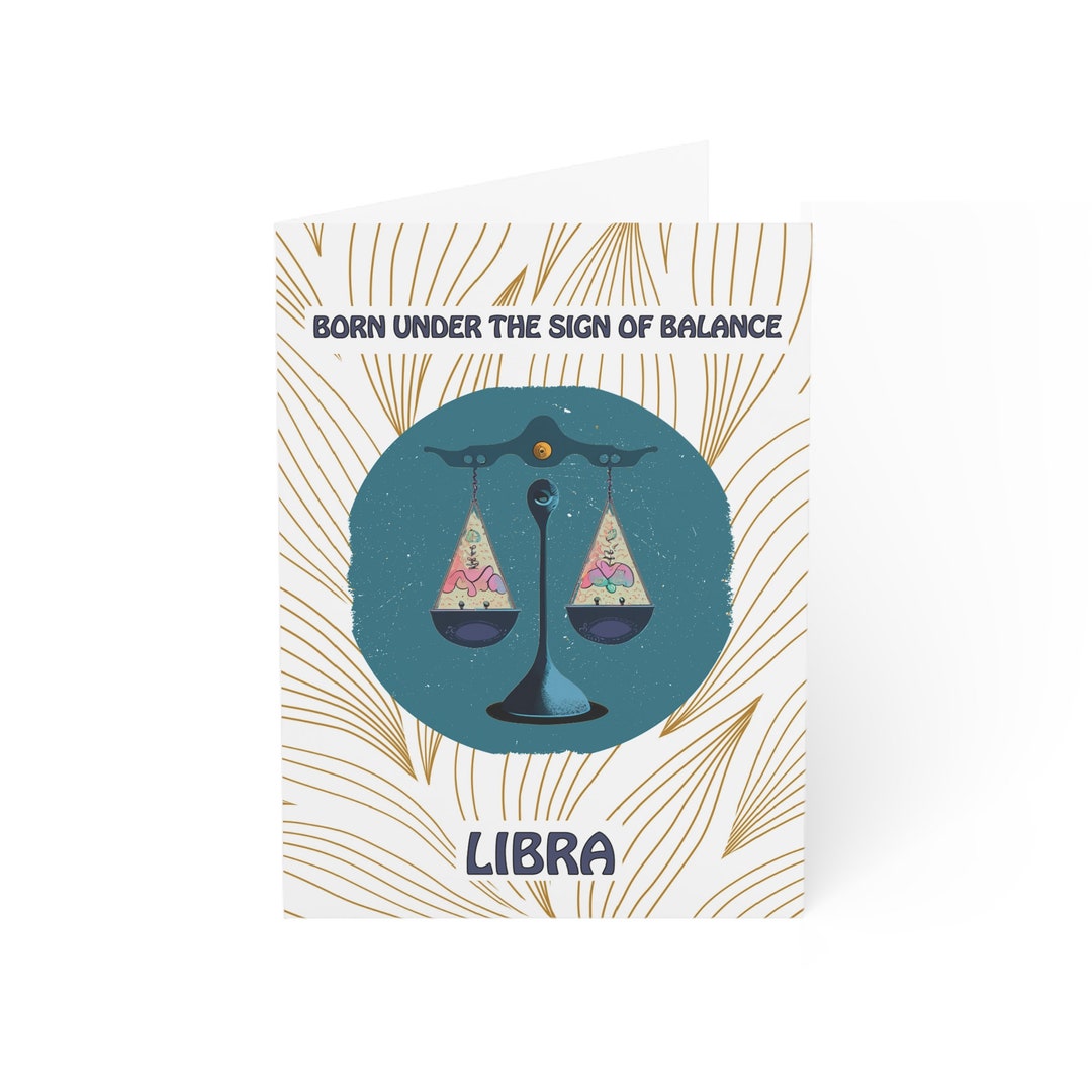 Libra Greeting Card, Zodiac Birthday Card, Astrological, Libra Birthday ...