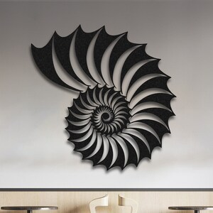 Large Sea Snail Decoration Big Seashell Decor Golden Ratio Metal Wall ...