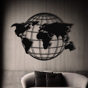 Metal World Map Continents Metal Wall Art Home Office Decoration Metal ...