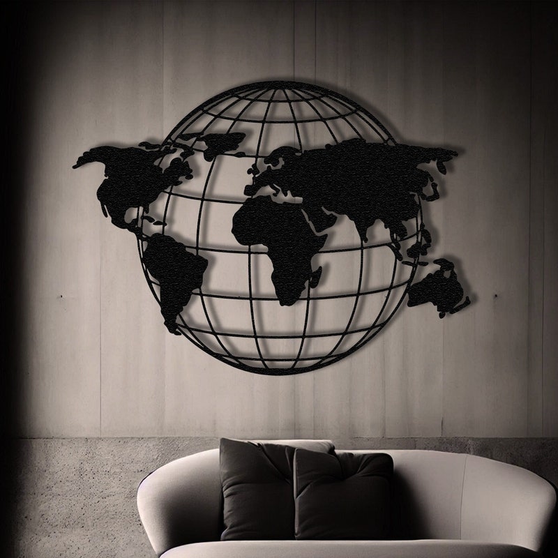World Map Wall Decor - Etsy