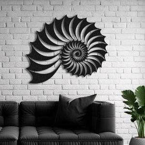 Large Sea Snail Decoration Big Seashell Decor Golden Ratio Metal Wall ...