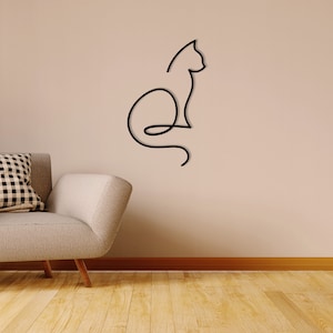 Metal Line Cat Wall Art Cats Decor Cat Lover Gift Hangings Living Room ...