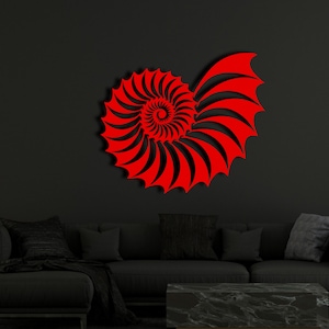 Large Sea Snail Decoration Big Seashell Decor Golden Ratio Metal Wall ...