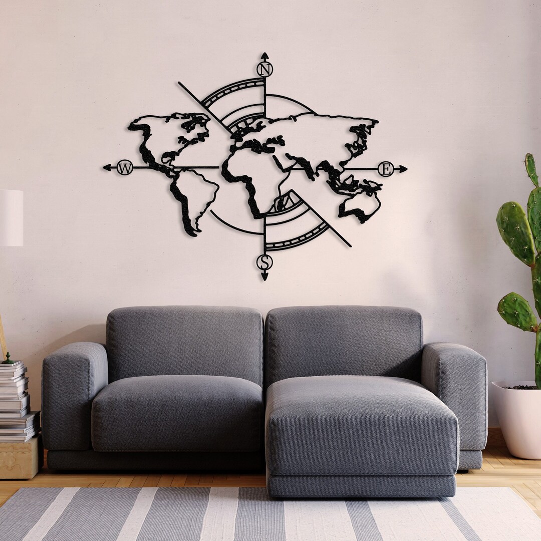 Metal World Map Continents Metal Wall Art Metal Wall Design Wall ...