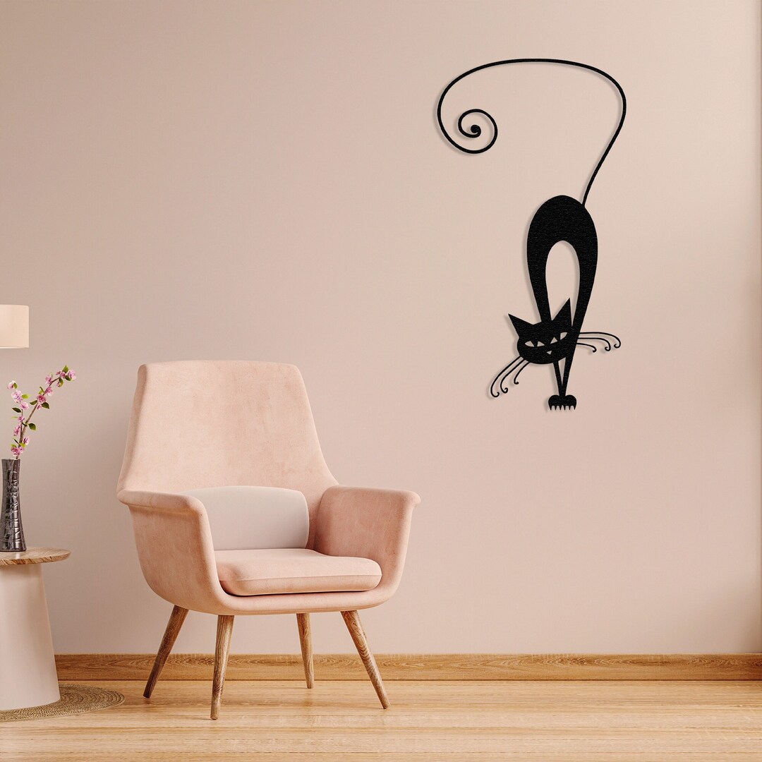 Angry Cat Metal Wall Art Line Decor Cat Lover Gift Metal Sign - Etsy