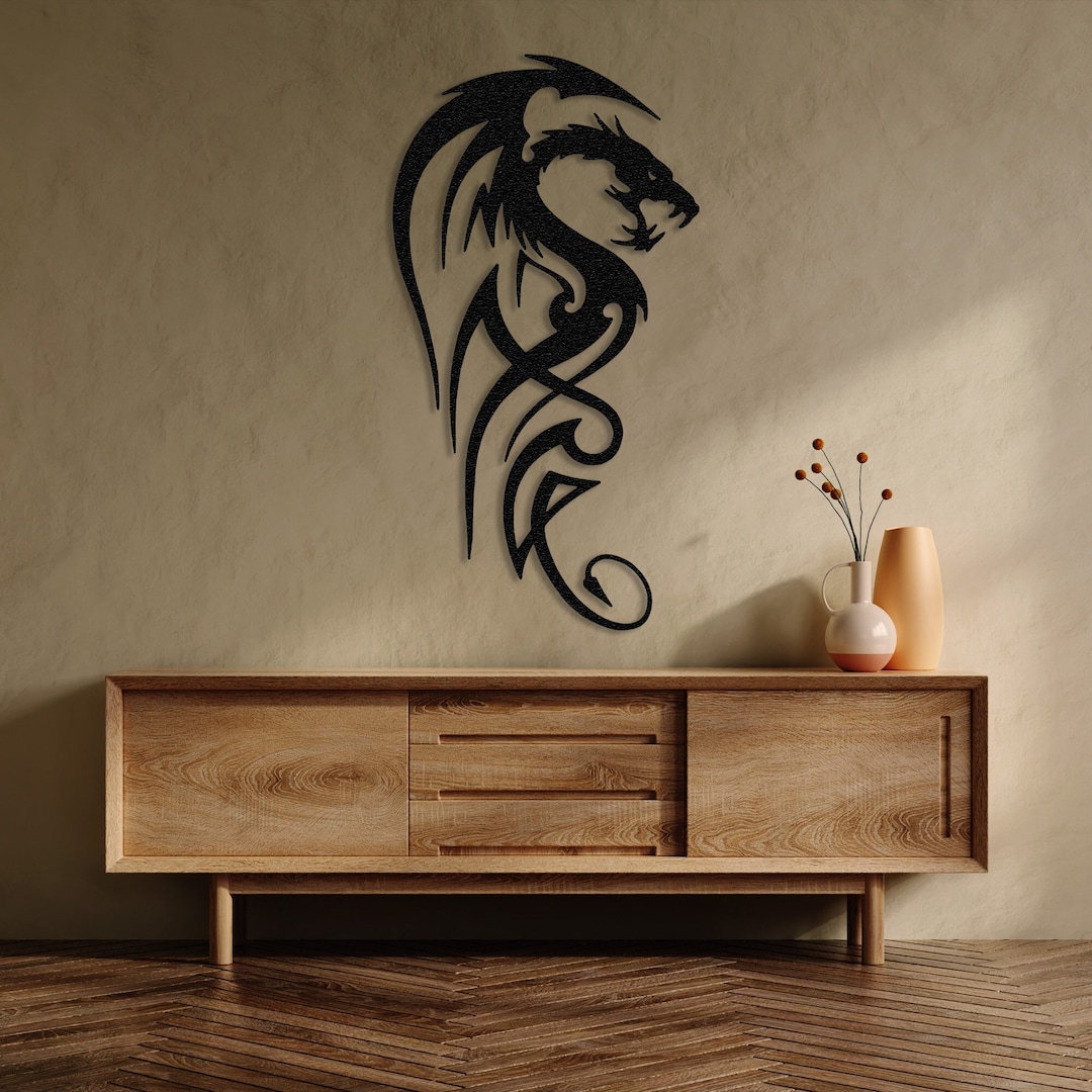 Dragon Metal Wall Art Mythologic Decor Legendary Fantasy Black Dragon ...