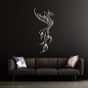 Phoenix Metal Wall Decor Metal Wall Art Line Art Mythical Decor ...