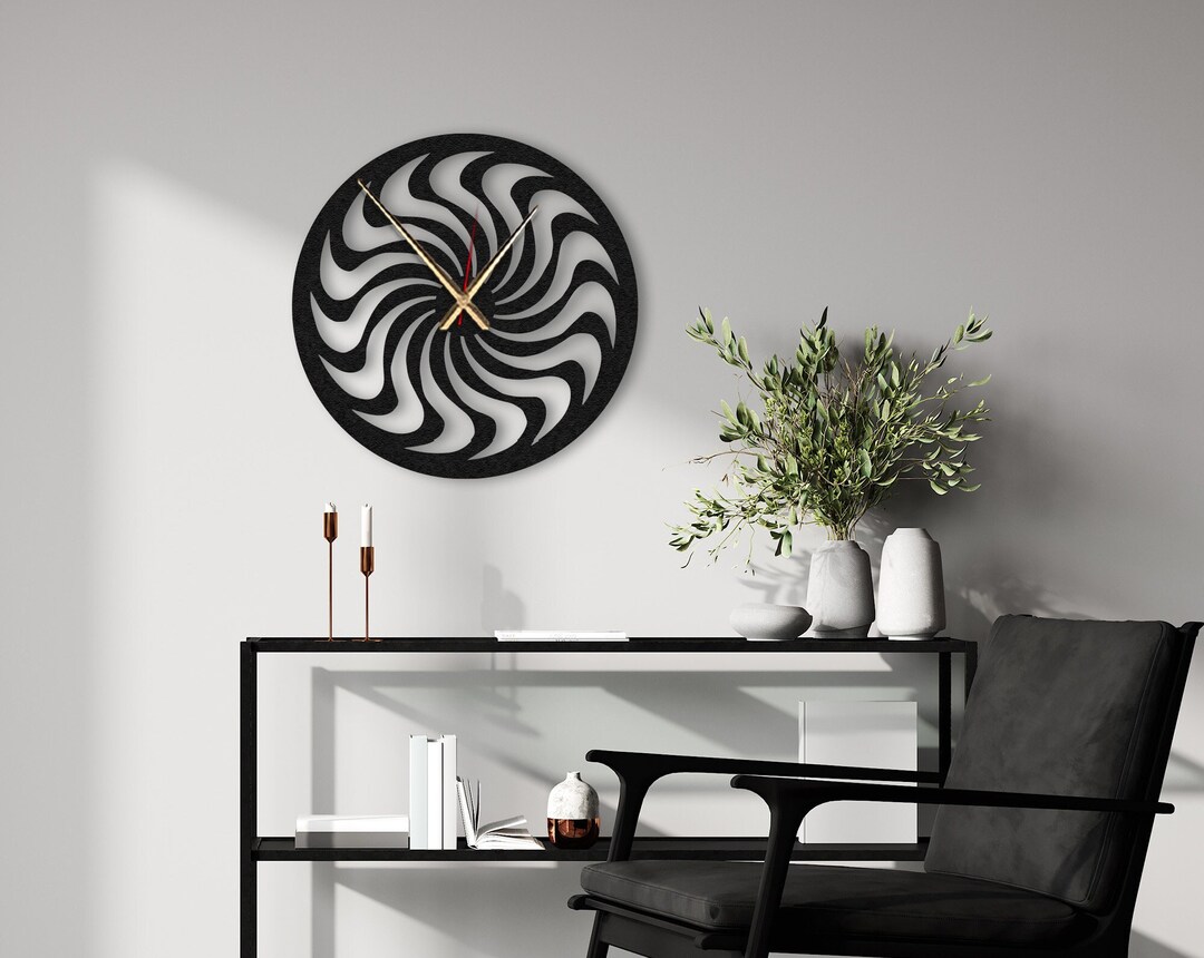 Spiral Modern Clock Art Metal Wall Clock Wall Art Loop Art Helical ...