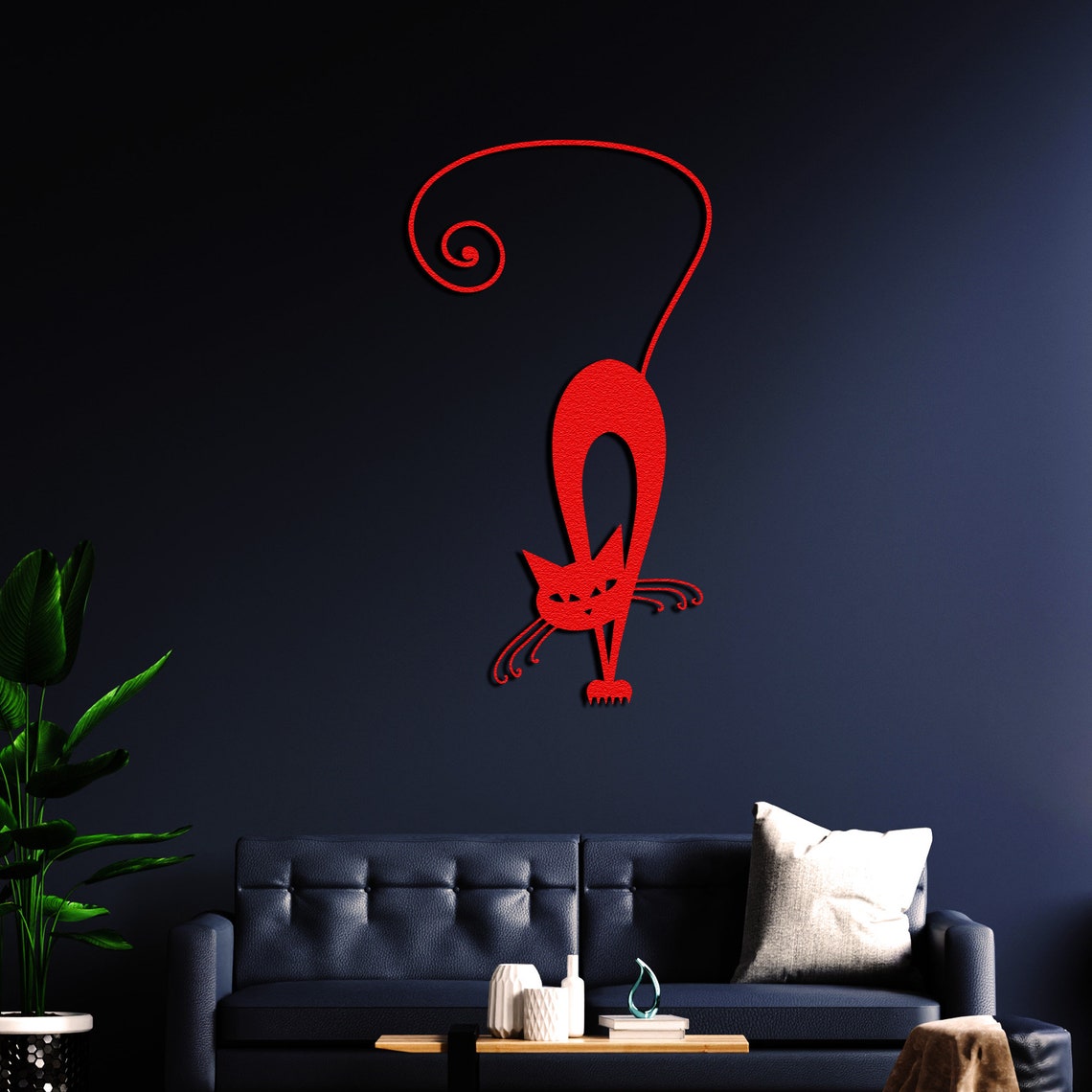 Angry Cat Metal Wall Art Line Decor Cat Lover Gift Metal Sign - Etsy