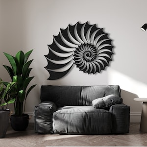 Large Sea Snail Decoration Big Seashell Decor Golden Ratio Metal Wall ...