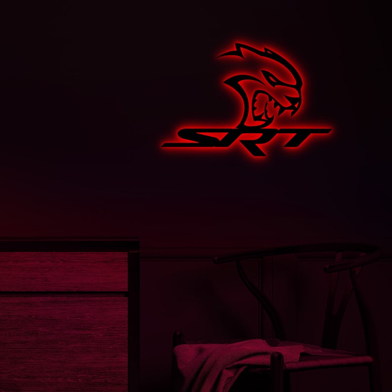 SRT Hellcat Metal Led Sign Metal Wall Art Dodge Challanger Car Decor ...