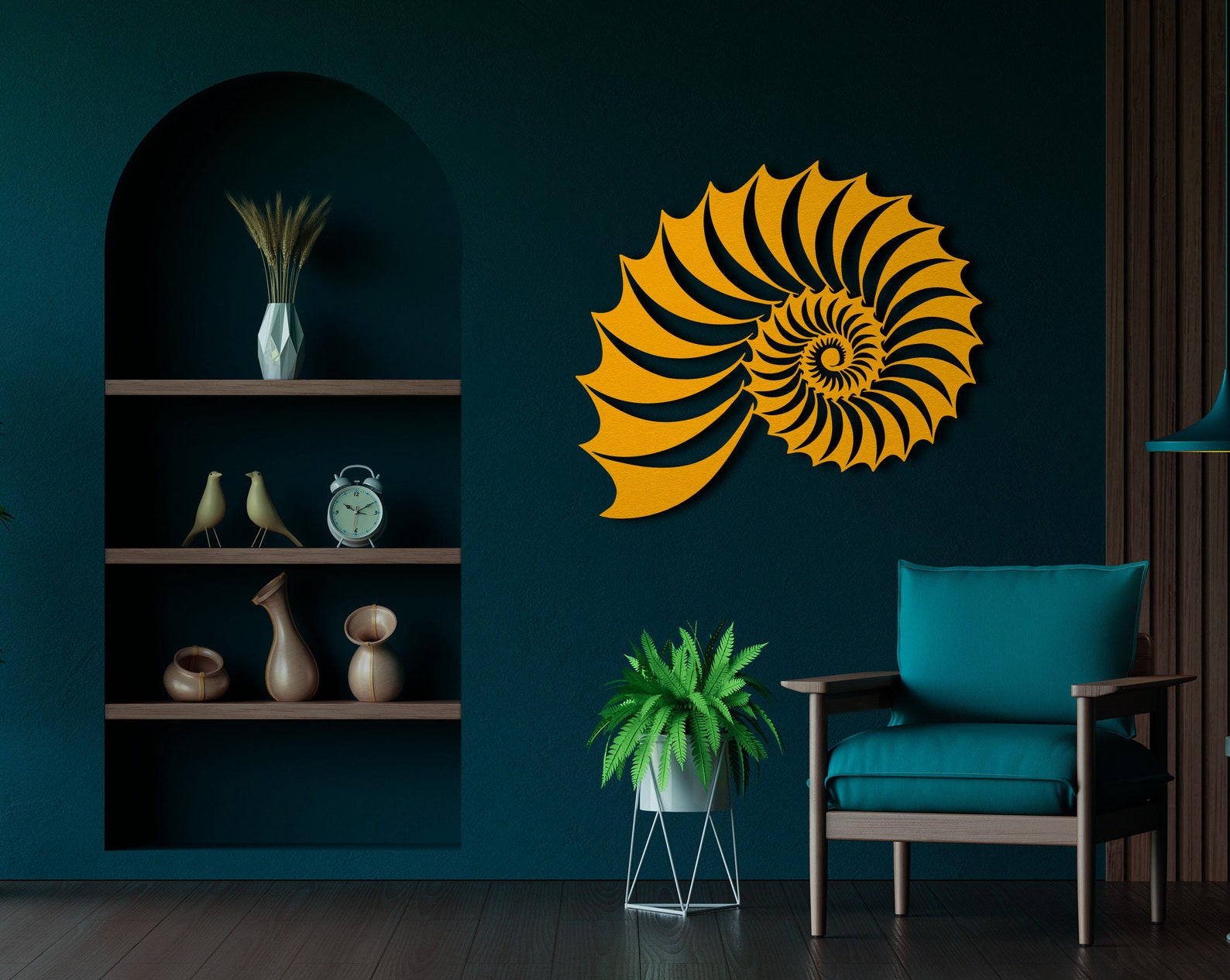 Large Sea Snail Decoration Big Seashell Decor Golden Ratio Metal Wall ...