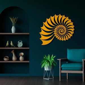 Large Sea Snail Decoration Big Seashell Decor Golden Ratio Metal Wall ...