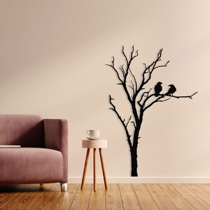 Large Tree Wall Decor Metal Wall Decor Raven on Branch Wall Decor Dead ...