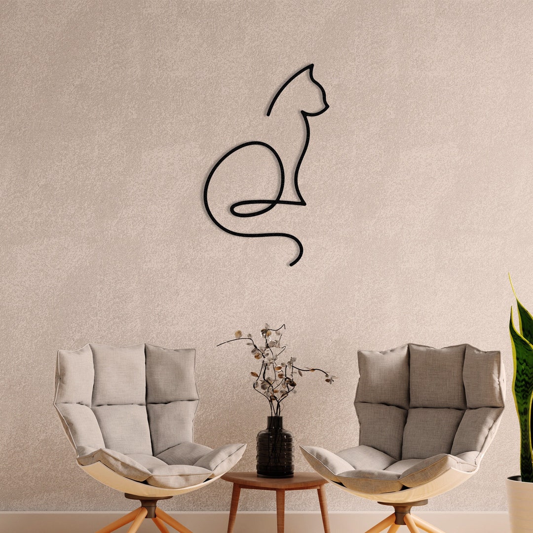 Metal Line Cat Wall Art Cats Decor Cat Lover Gift Hangings Living Room ...