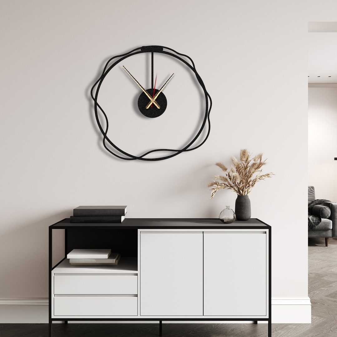 Wavy Clock Decor Modern Clock Art Metal Wall Clock Wall Art Spiral ...