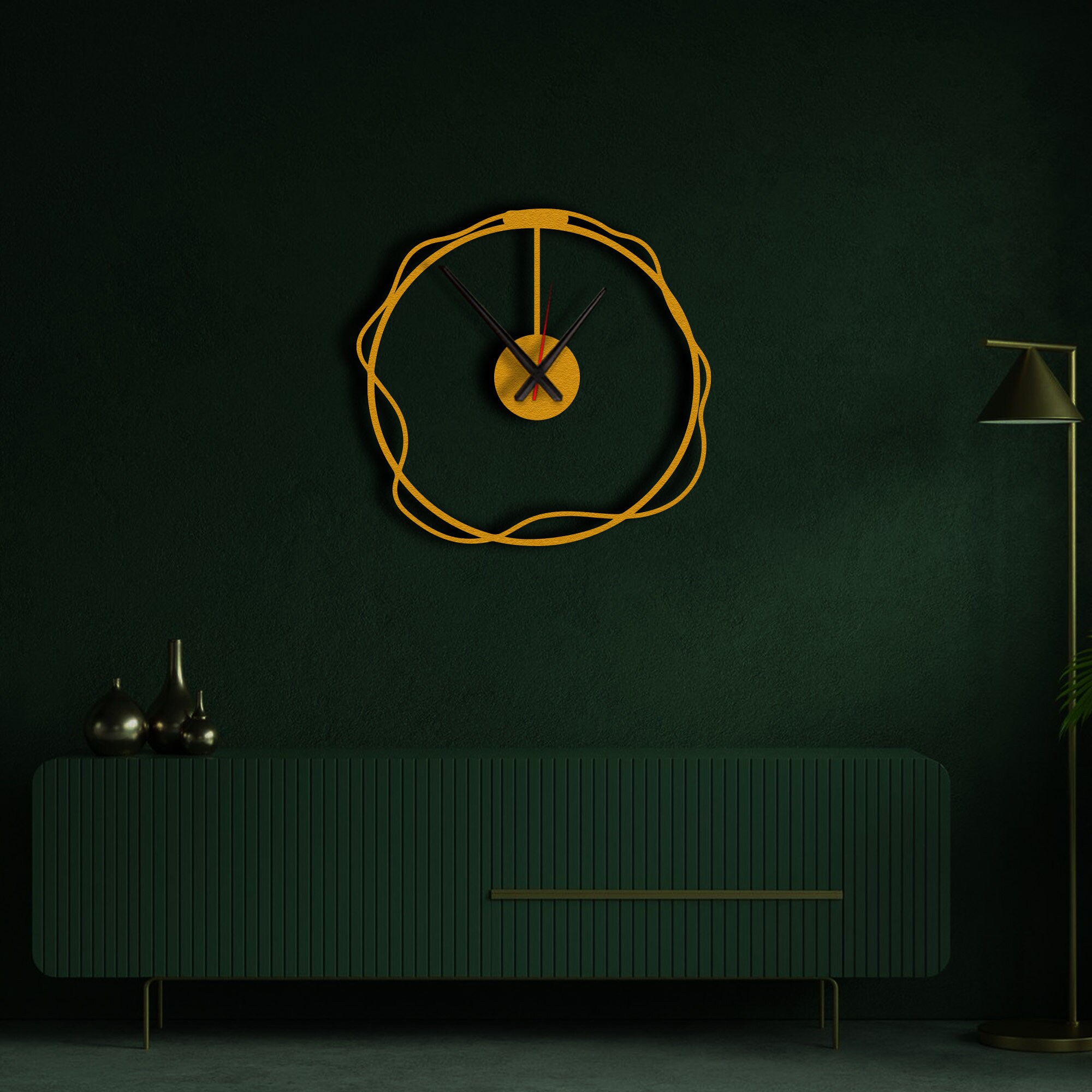 Wavy Clock Decor Modern Clock Art Metal Wall Clock Wall Art Spiral ...