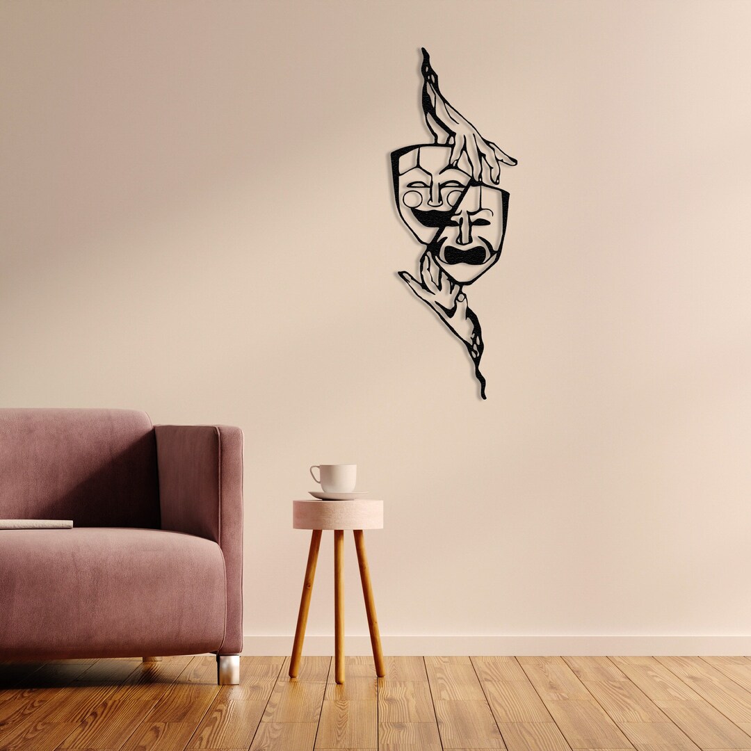 Dual Mask Art Theater Metal Wall Art Masks Laugh Cry Decor Drama Masks ...