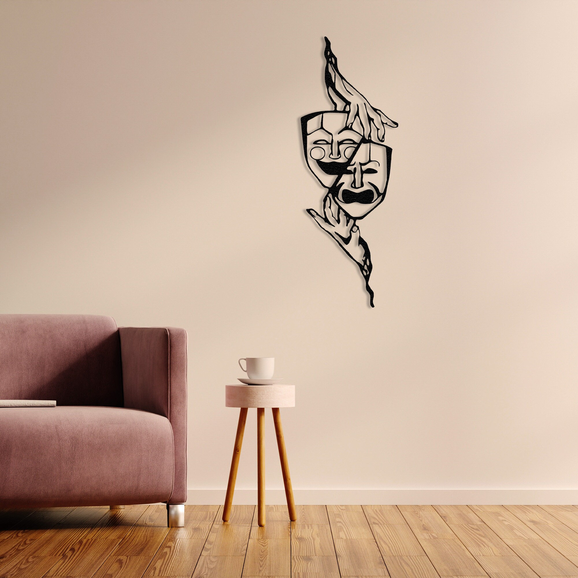 Dual Mask Art Theater Metal Wall Art Masks Laugh Cry Decor Drama Masks ...