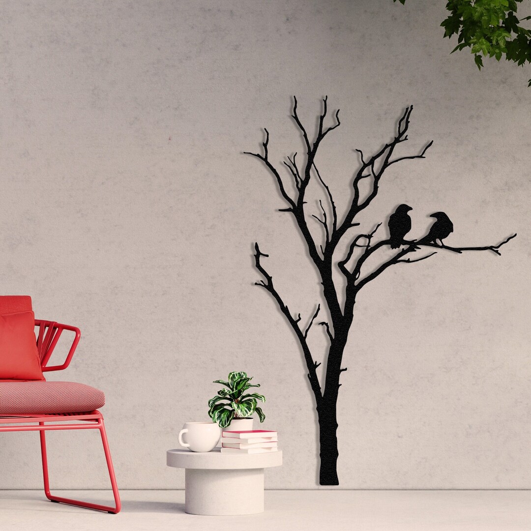 Large Tree Wall Decor Metal Wall Decor Raven on Branch Wall Decor Dead ...