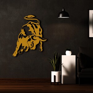 Bull Decor Metal Wall Art Animal Art Angry Bull Decor Gym Decor Game ...