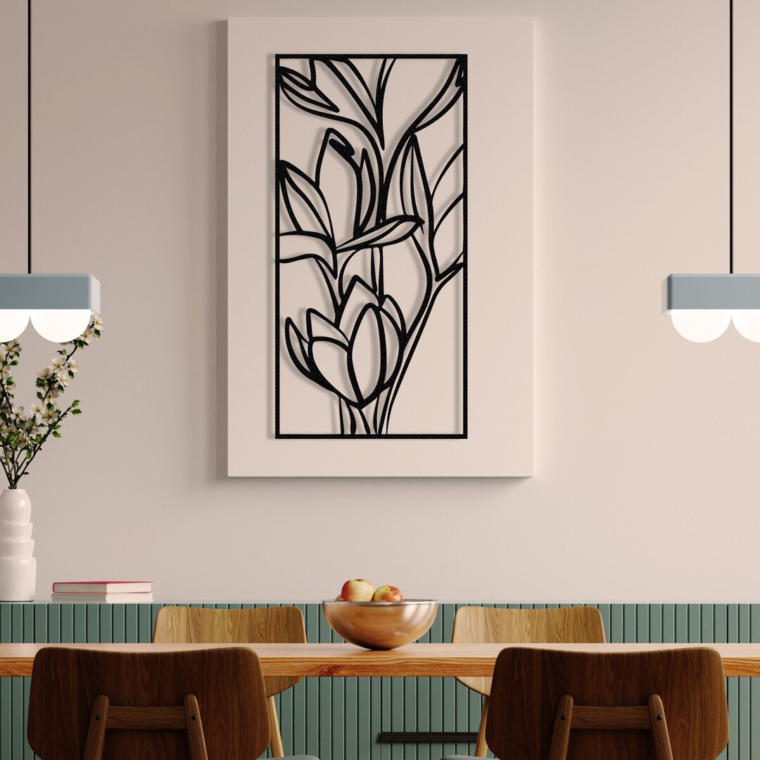 Crocus Decor Flower Wall Decor Floral Decor Leaf Decor Metal Wall Art ...