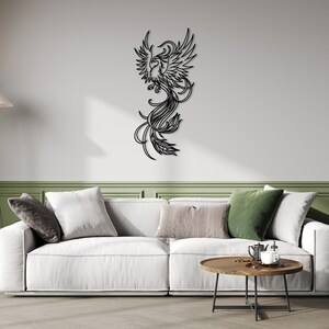 Phoenix Metal Wall Decor Metal Wall Art Line Art Mythical Decor ...