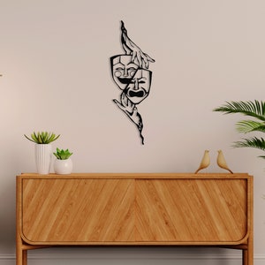 Dual Mask Art Theater Metal Wall Art Masks Laugh Cry Decor Drama Masks ...