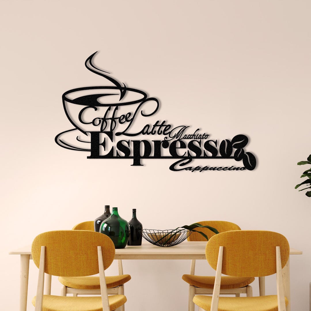 Coffee Bar Metal Wall Art : Coffee Wall Decor, Espresso Kitchen Sign ...
